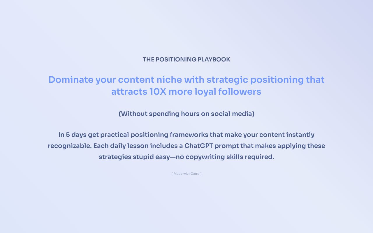 THE POSITIONING PLAYBOOK